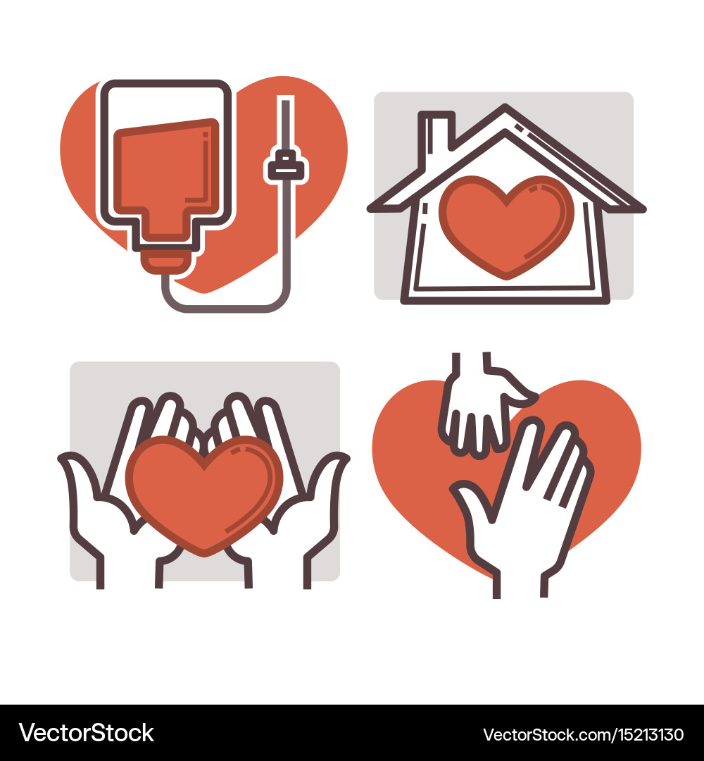 Donation and volunteer work icons Royalty Free Vector Image