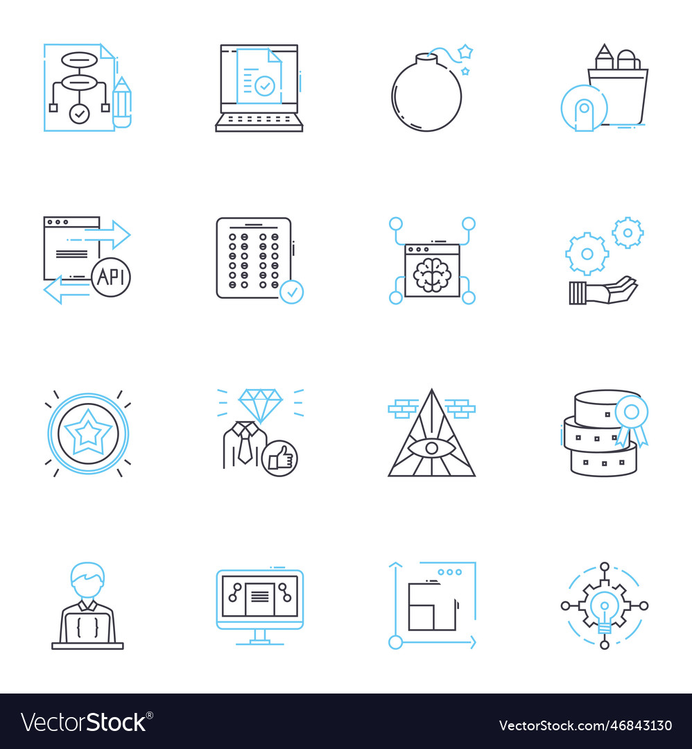 Figures linear icons set shapes numbers forms Vector Image