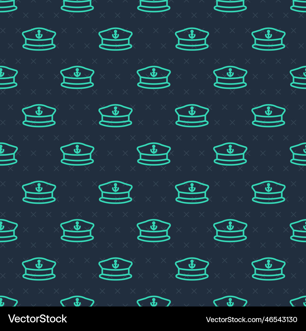 Green line captain hat icon isolated seamless Vector Image