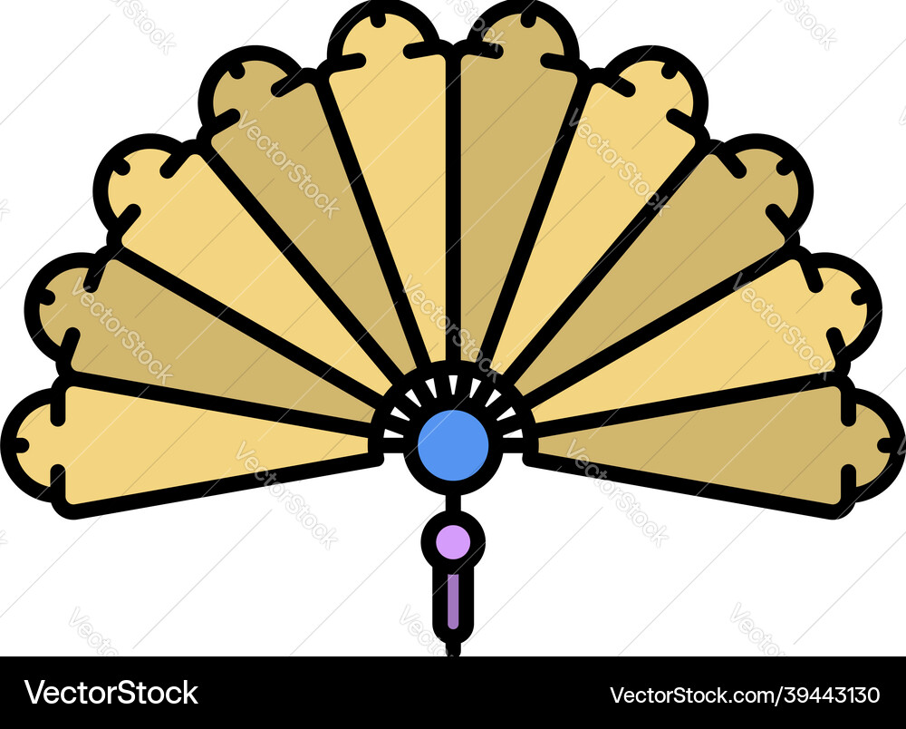 Hand fan icon color outline Royalty Free Vector Image