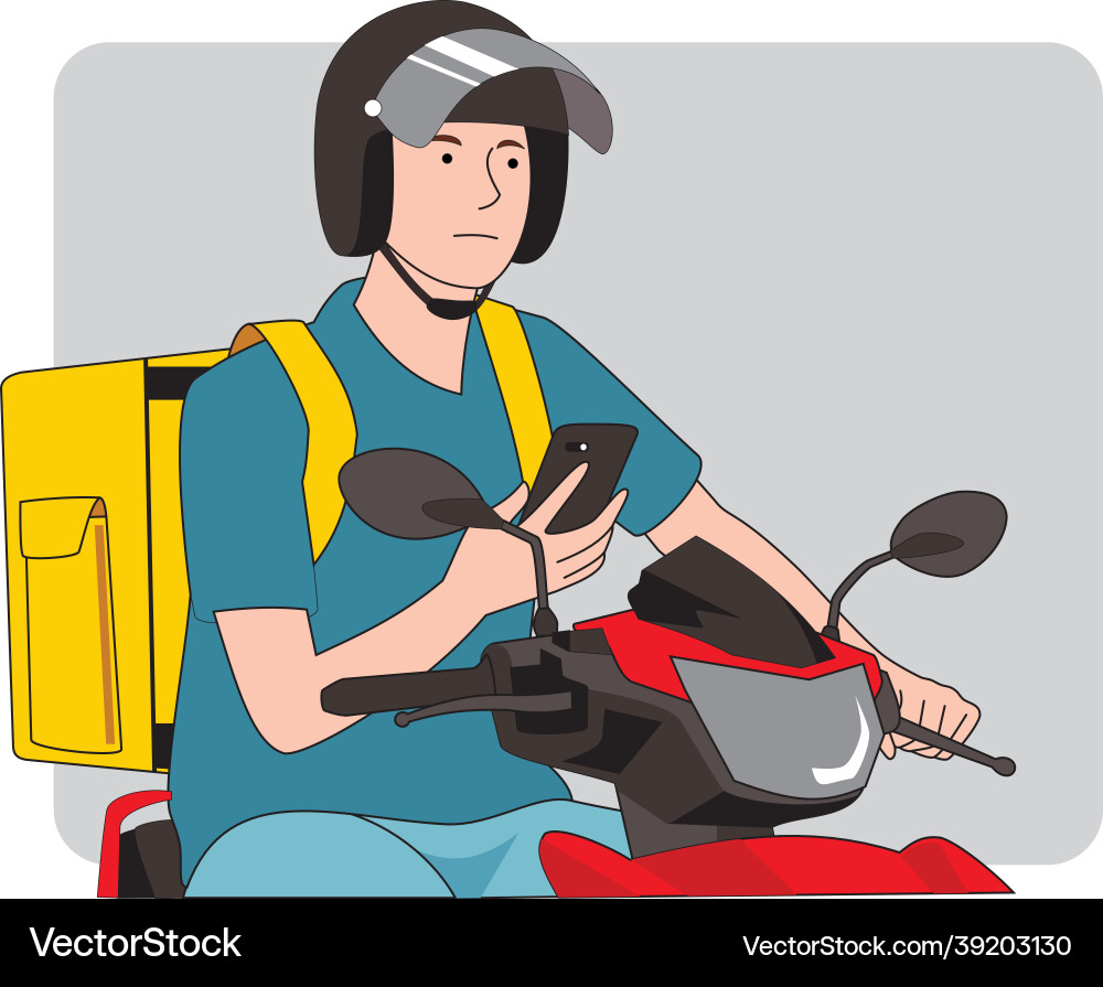 Online motorcycle grab rider or driver Royalty Free Vector