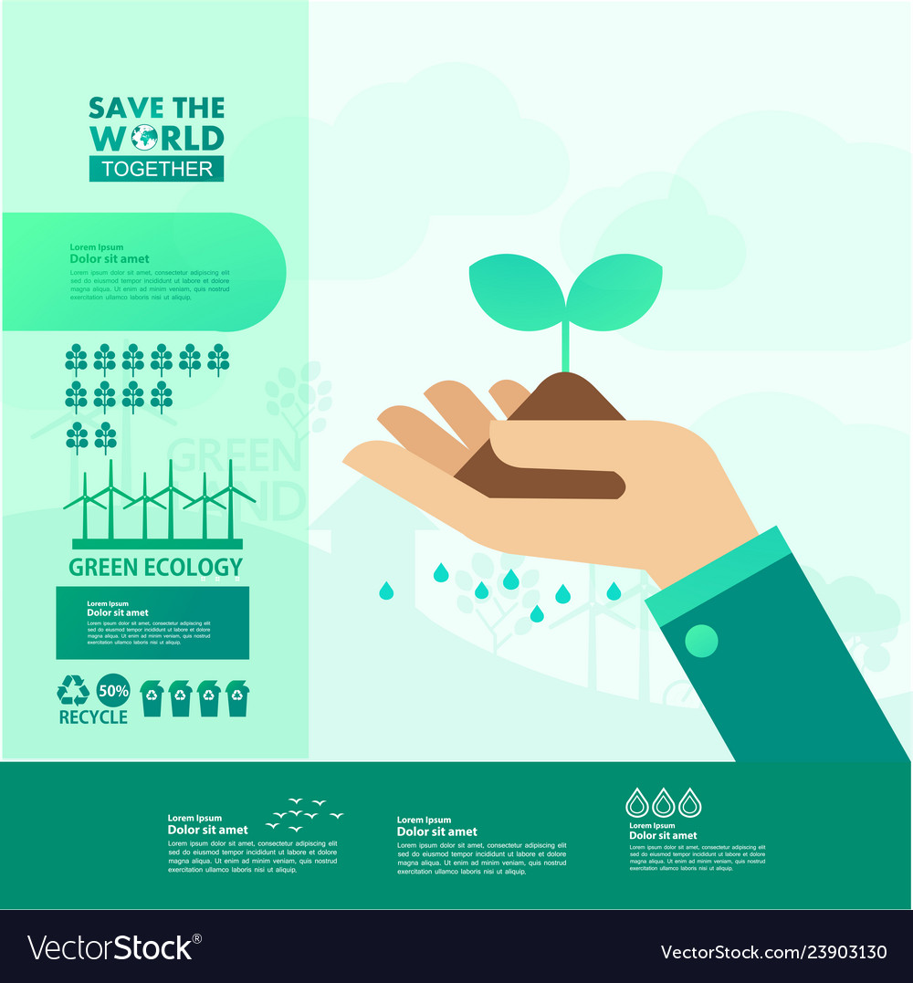 Save the world together green ecology Royalty Free Vector