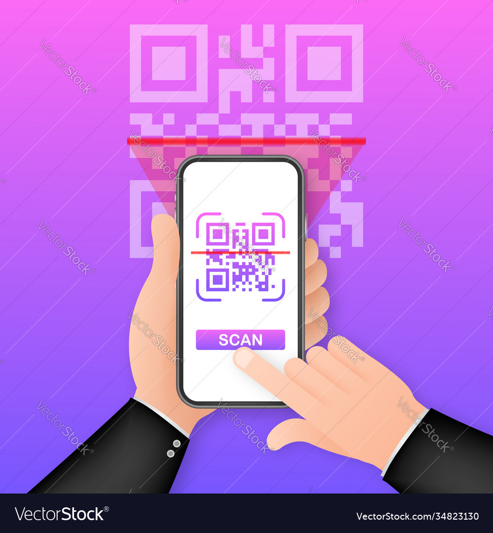 Scan qr code to mobile phone electronic digital Vector Image
