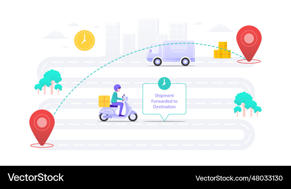 Shipment forwarded to destination on the way Vector Image