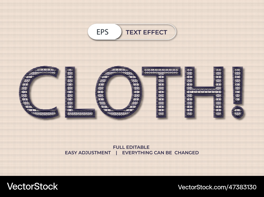 Yarn style text effect editable Royalty Free Vector Image