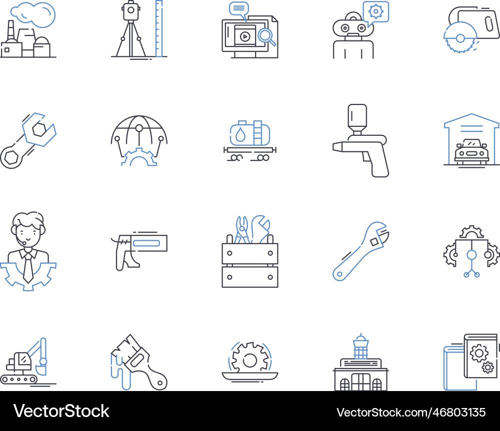 Building sector line icons collection Royalty Free Vector