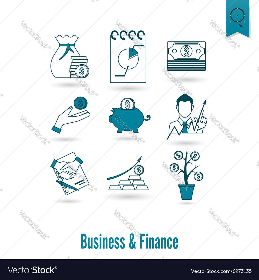 Business and finance icon set Royalty Free Vector Image