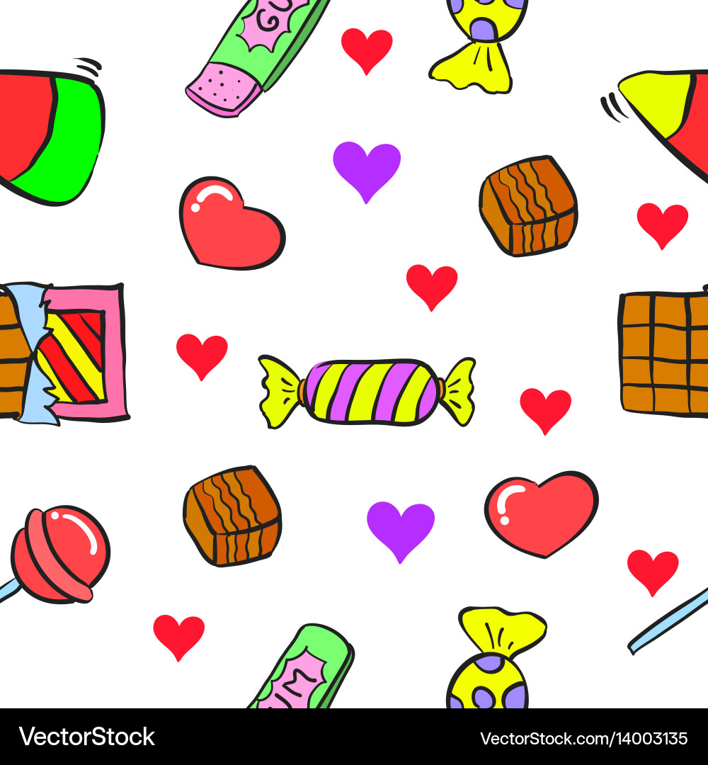 Collection sweet candy on doodle style Royalty Free Vector
