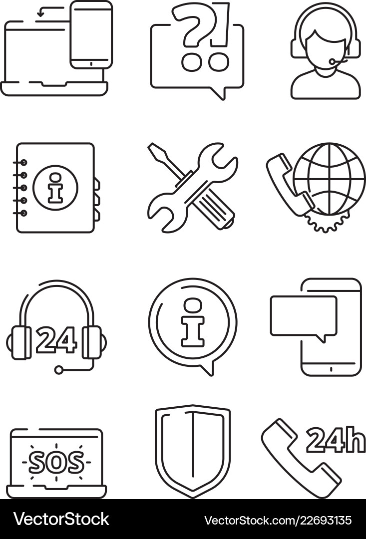Customer service icons support help at phone line Vector Image