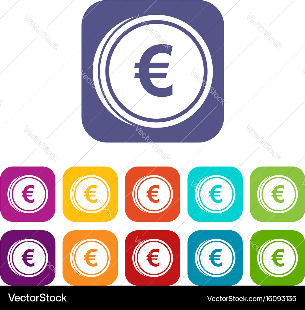 Euro coins icons set Royalty Free Vector Image