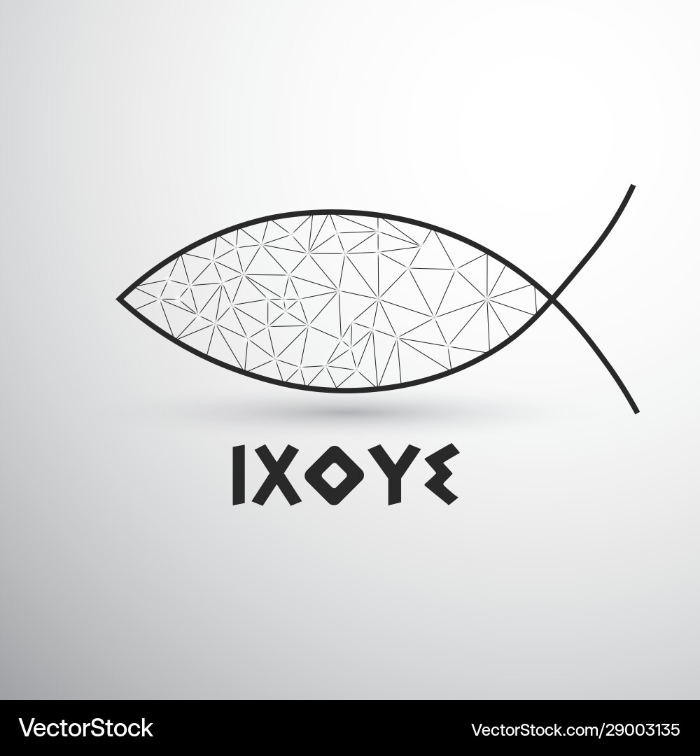Geometric christian fish ixoye Royalty Free Vector Image