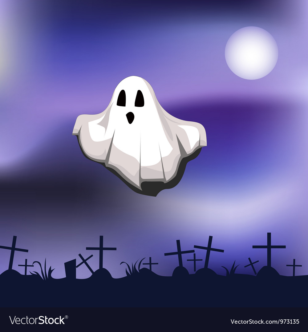 Ghost on cemetery Royalty Free Vector Image - VectorStock