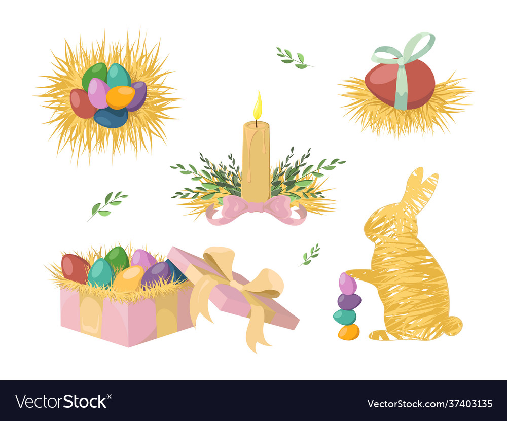 Happy easter set Royalty Free Vector Image - VectorStock