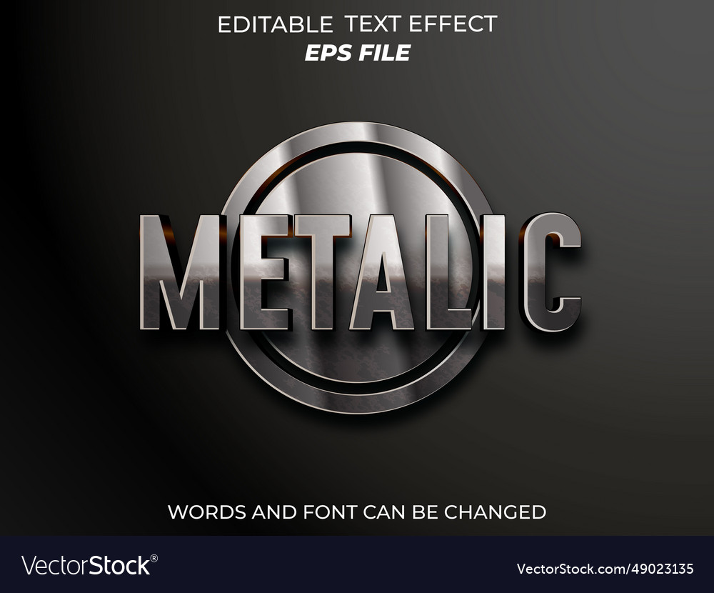 Metallic text effect font editable typography 3d Vector Image