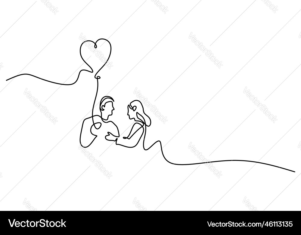 One continuous single line of romantic couple Vector Image