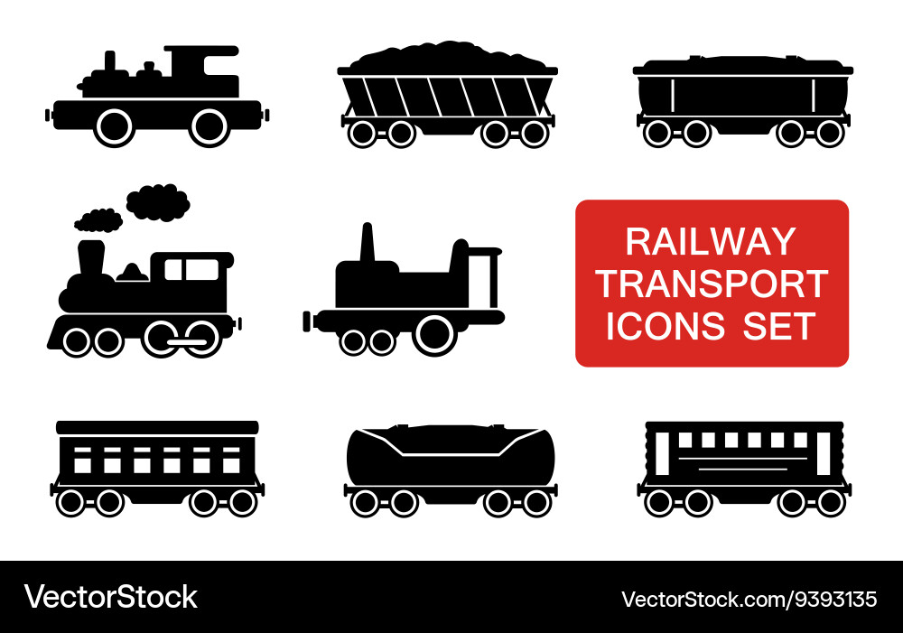 Railway transport icons Royalty Free Vector Image