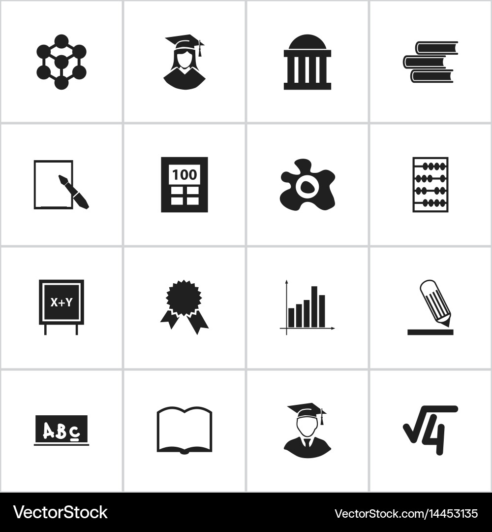 Set of 16 editable university icons includes Vector Image