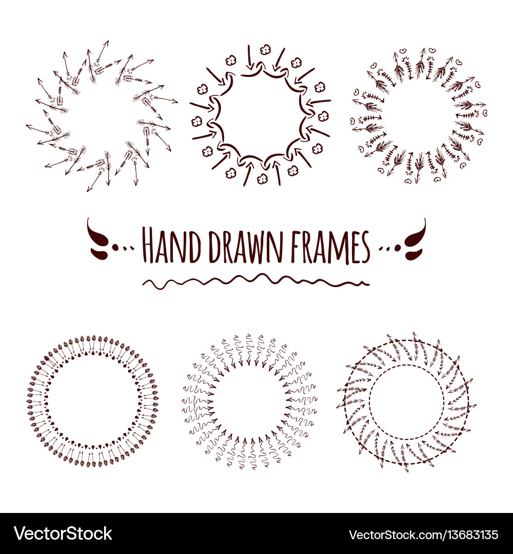 Set of hand drawn badges borders and frames Vector Image