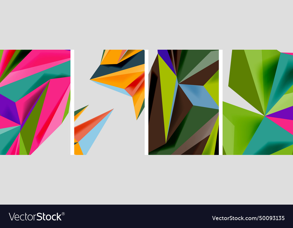 Set of mosaic triangle pattern abstract posters Vector Image
