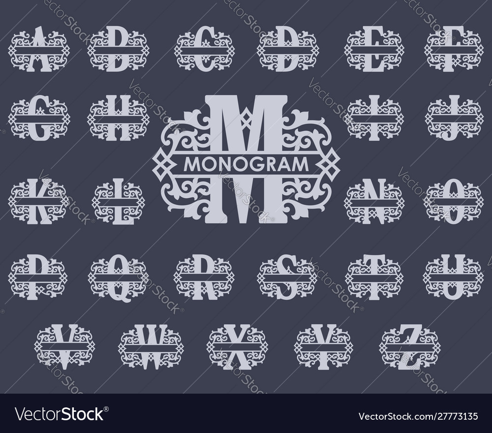 Split letters split monogram font split alphabet Vector Image