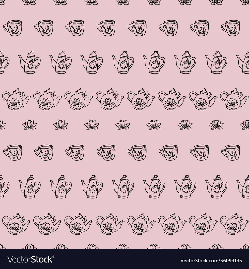 Teapot seamless repeat pattern background Vector Image