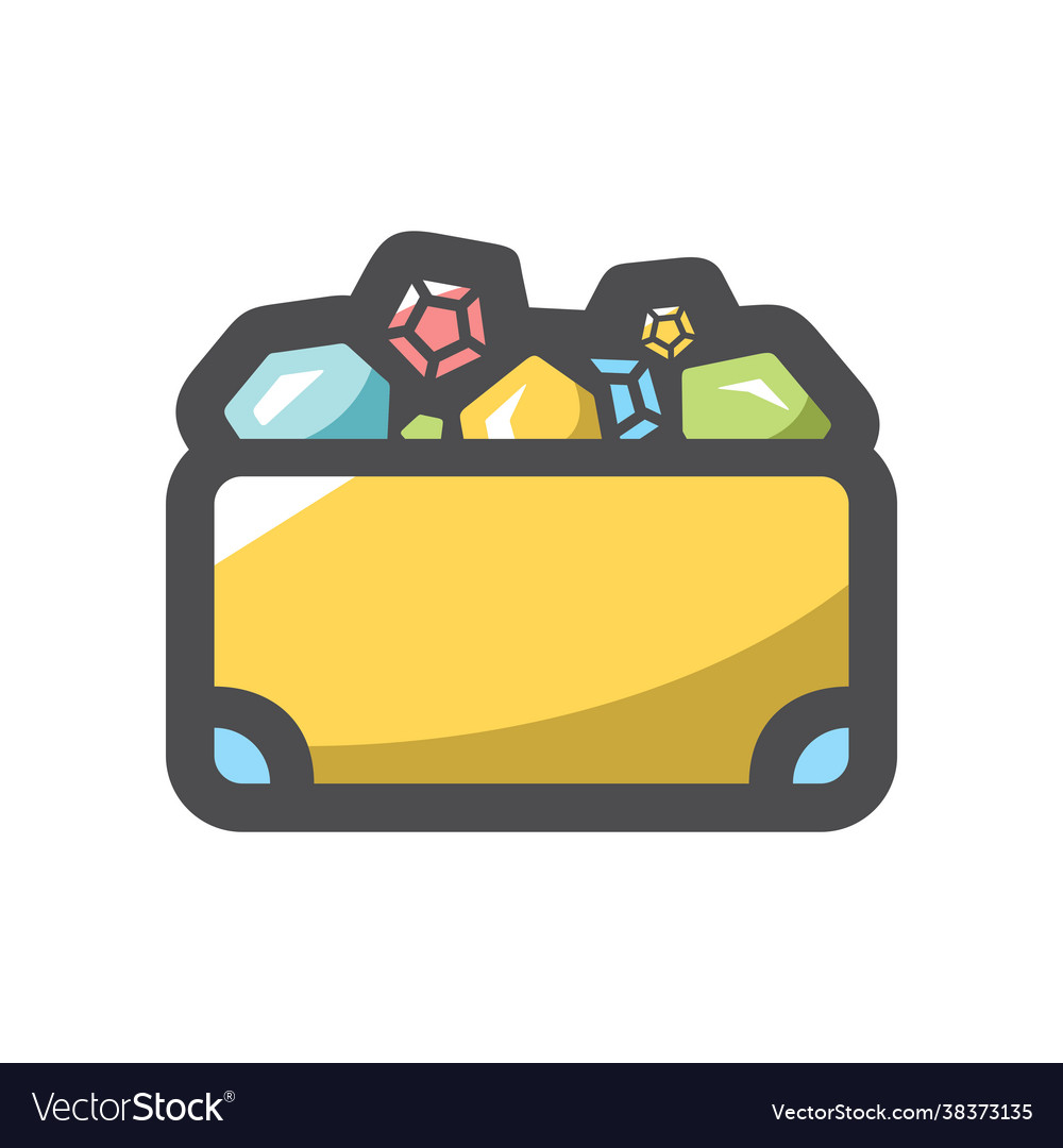 Treasure chest gemstones icon cartoon Royalty Free Vector