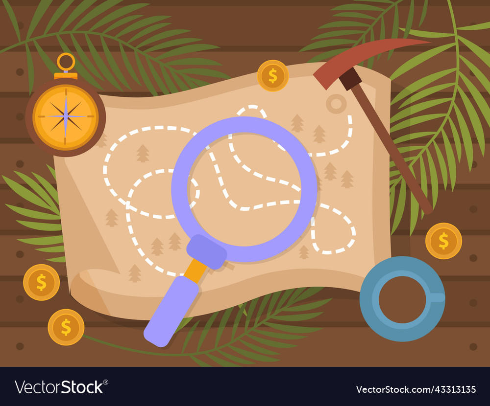 Treasure hunt composition Royalty Free Vector Image