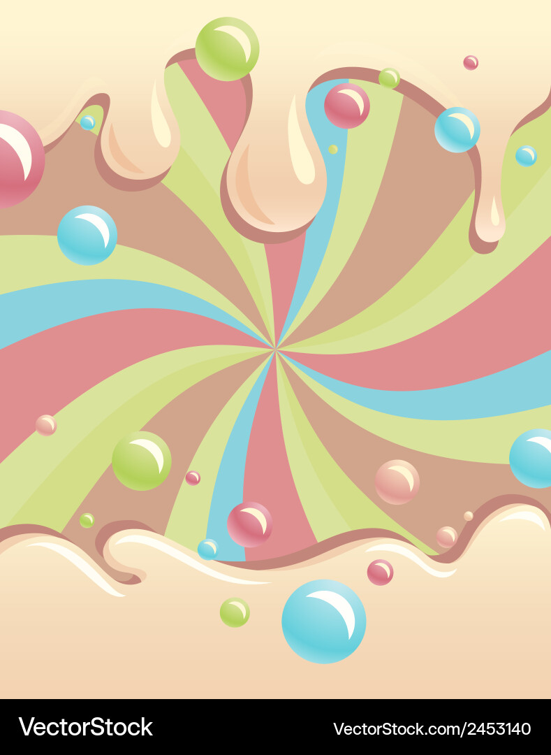 Background with flowing syrup and color bubbles Vector Image