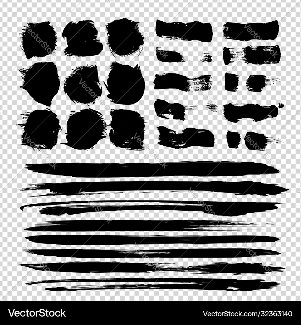 Big set abstract black textured short and long Vector Image