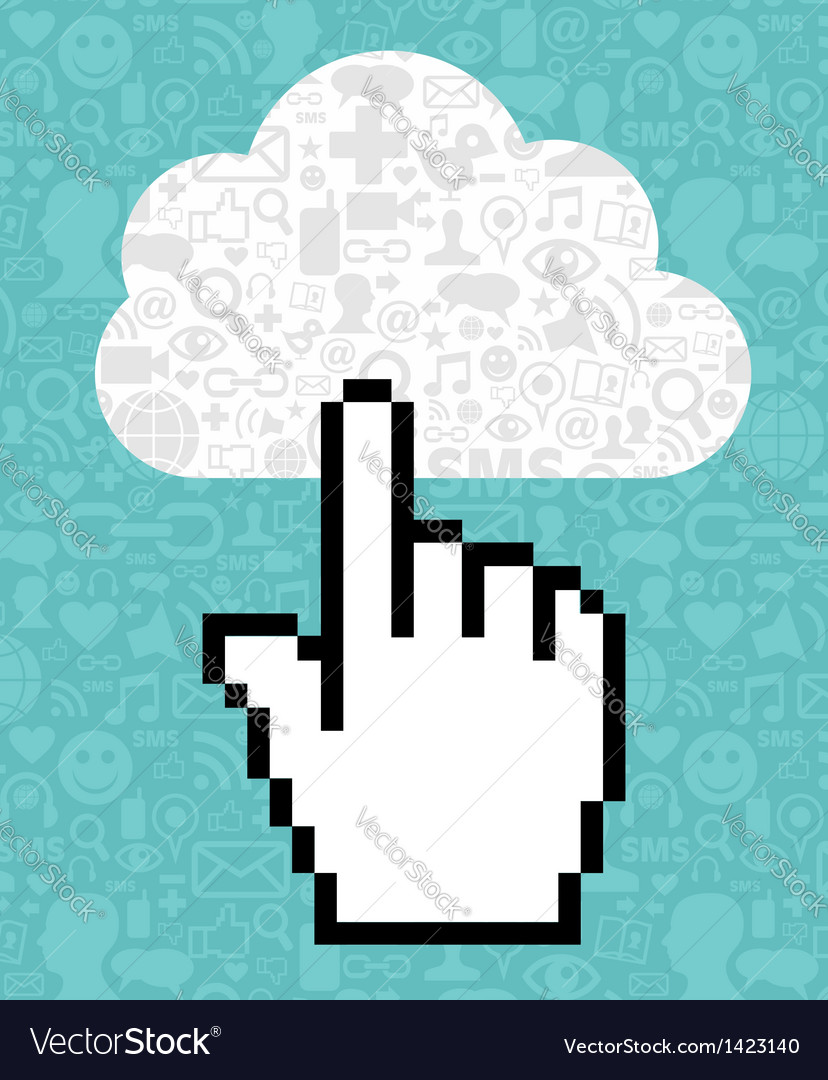 Cloud computing cursor icon hand Royalty Free Vector Image