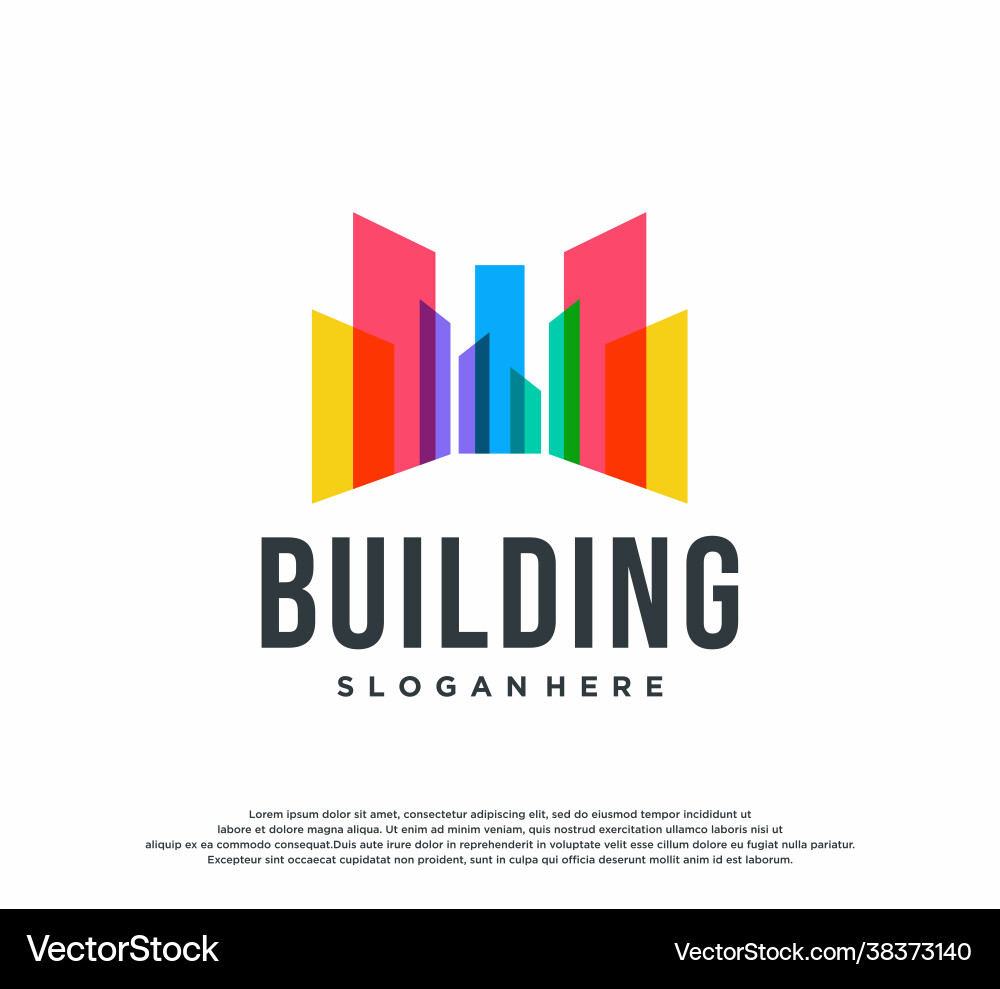 Colorful logo design concept building Royalty Free Vector