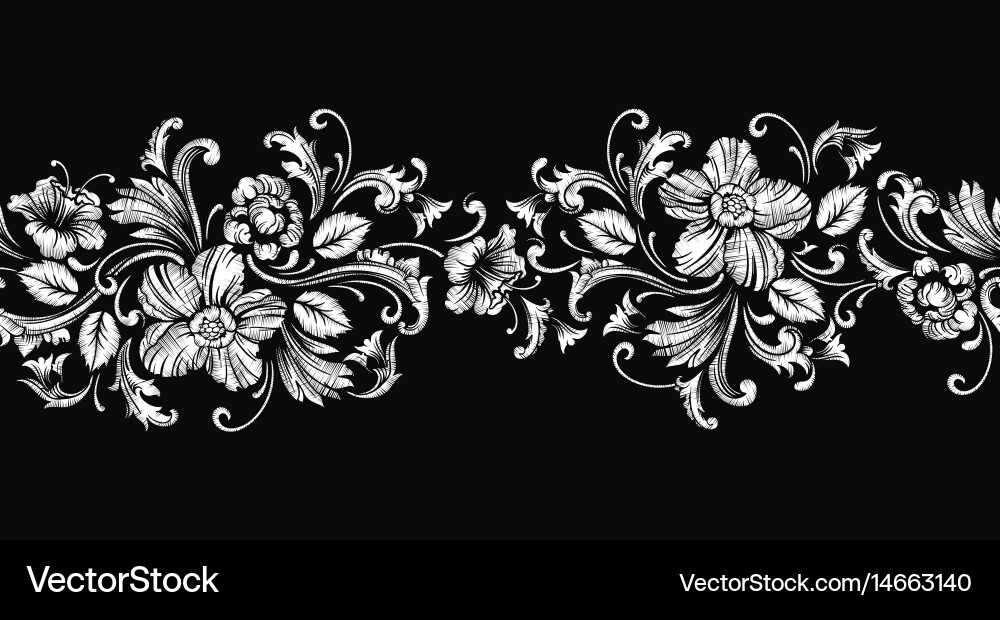 Embroidery design in baroque style seamless Vector Image