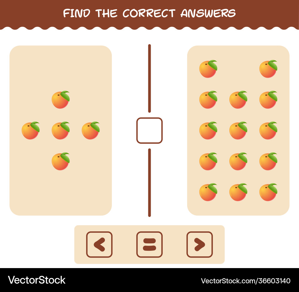 Find correct answers cartoon peach Royalty Free Vector Image