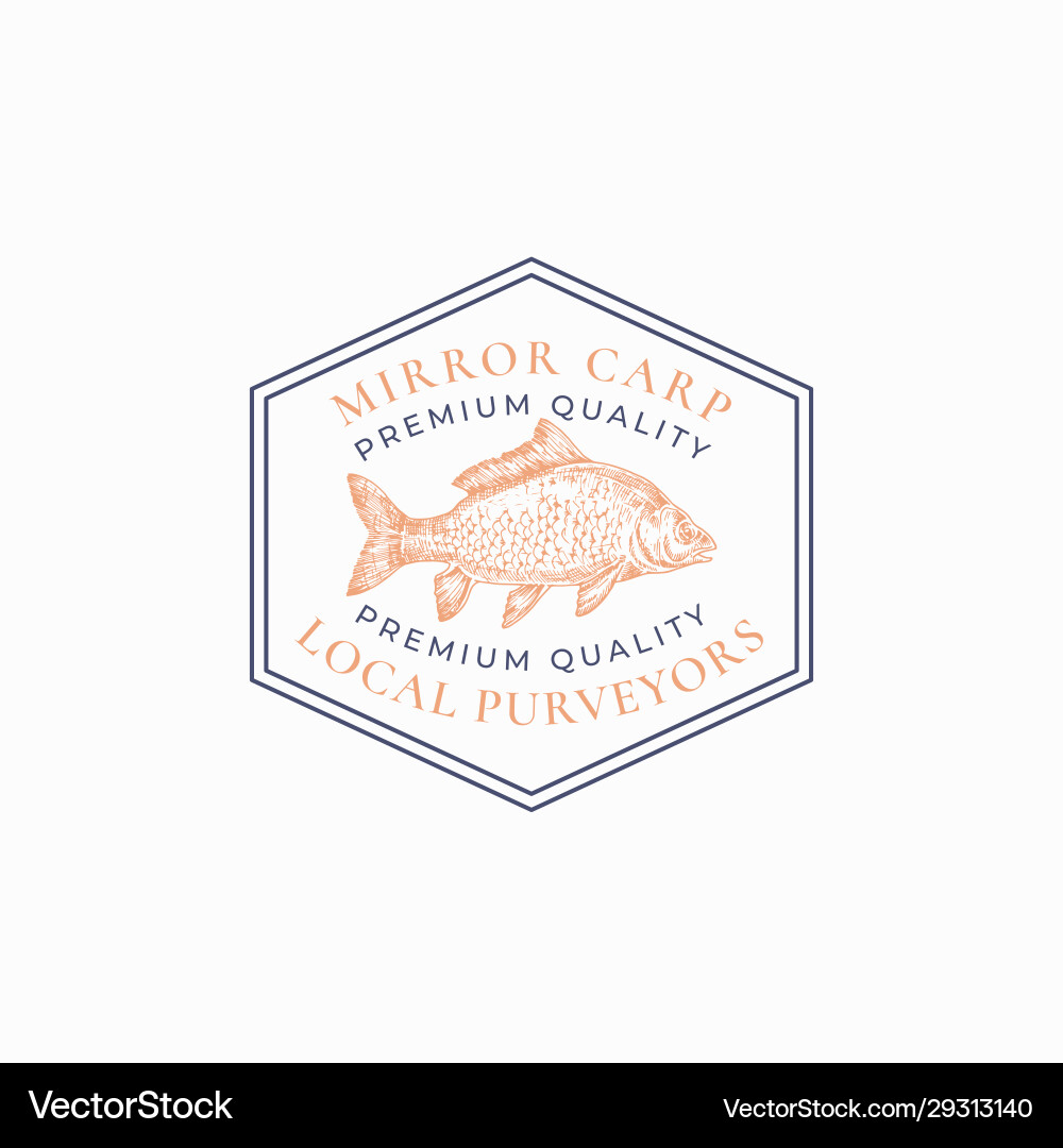 Fish vintage frame badge or logo template hand Vector Image