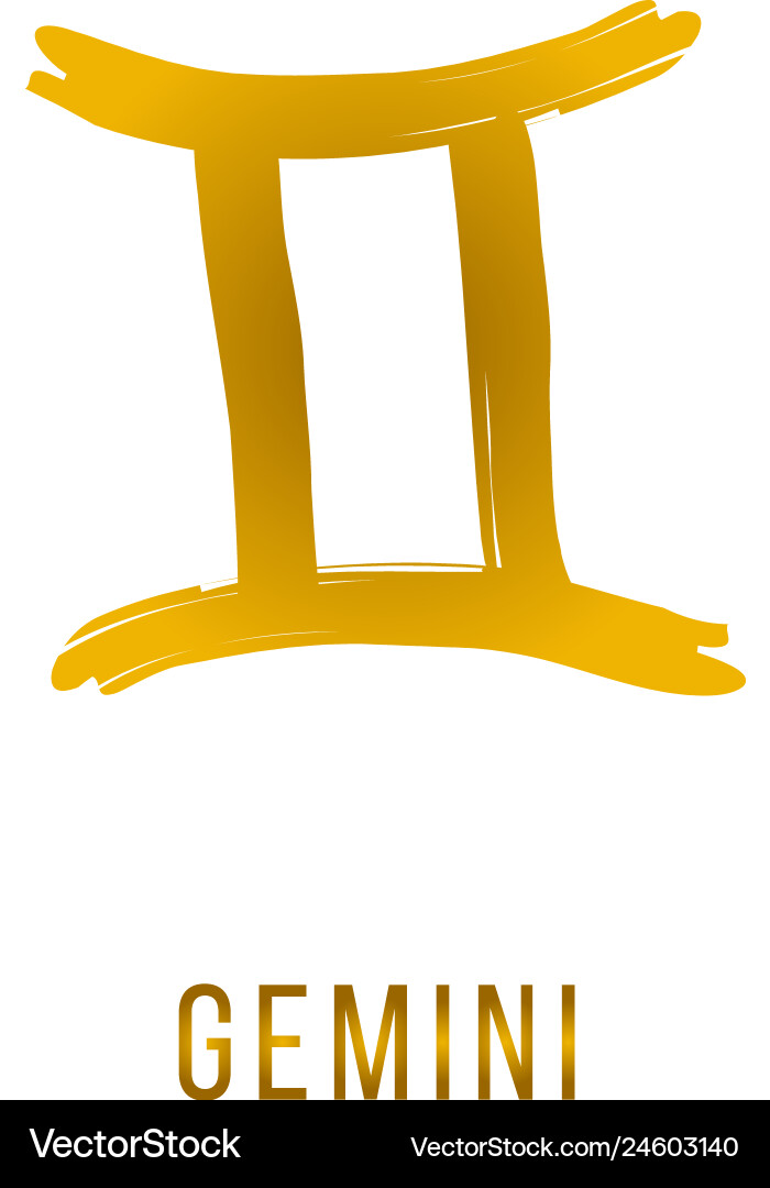 Gemini gold shine zodiac sign Royalty Free Vector Image
