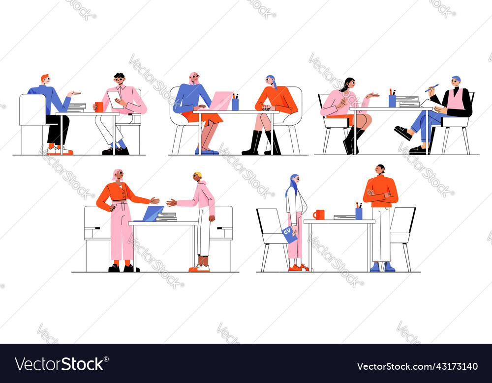 People candidates on job interview get work offer Vector Image