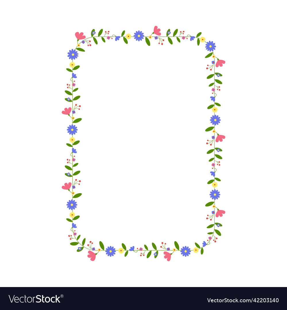 Rectangular flower frame floral border Royalty Free Vector