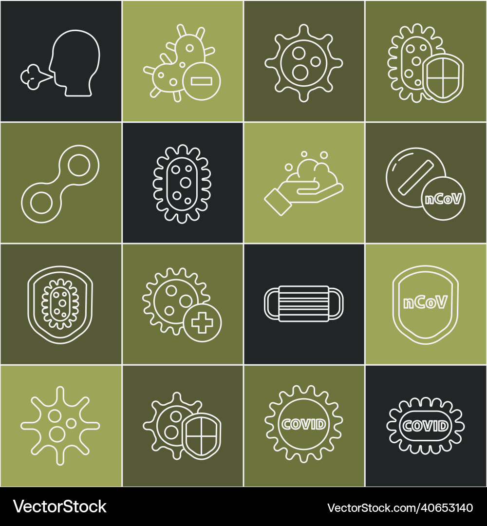 Set line corona virus covid-19 shield protecting Vector Image