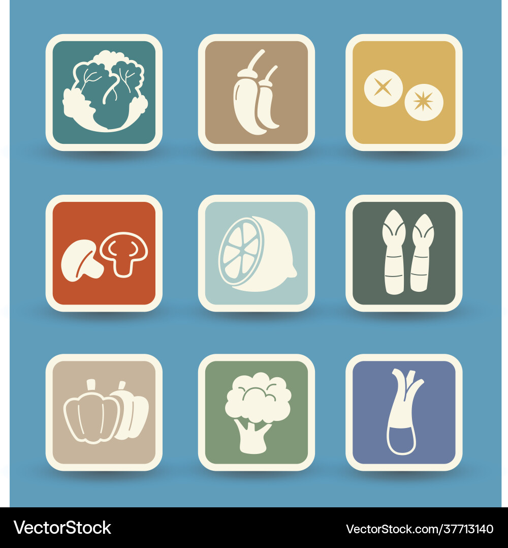Vegetables icons isolated on white background Vector Image