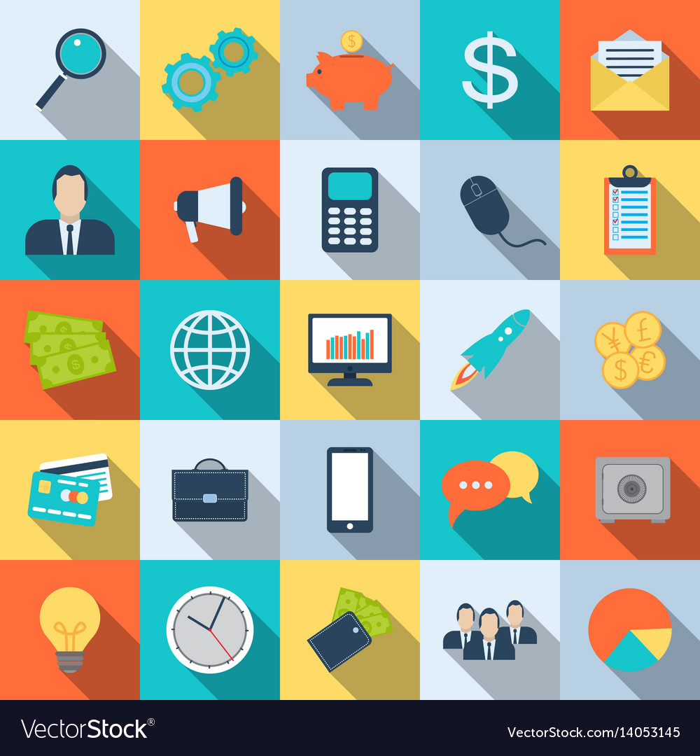 25 business icons set in flat style Royalty Free Vector