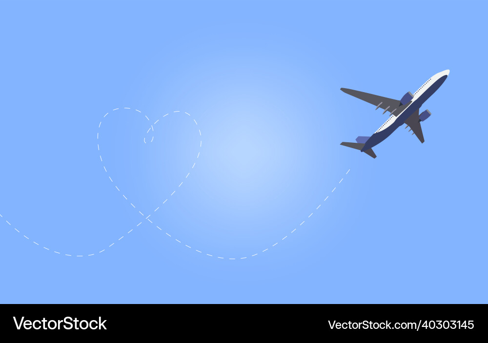 Airplane flying in the sky train form Royalty Free Vector