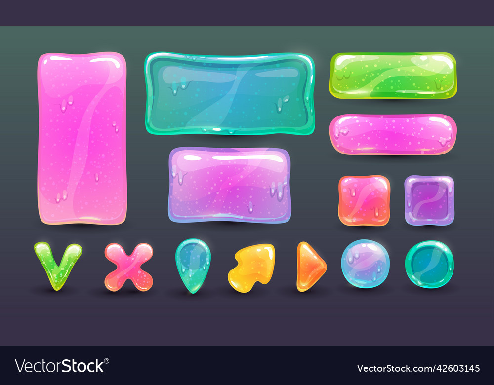 Cartoon jelly panels icons frames and buttons Vector Image