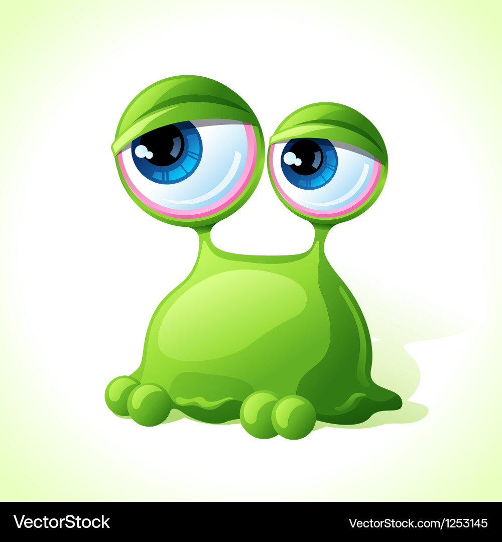 Cute green monster isolated on white background Vector Image