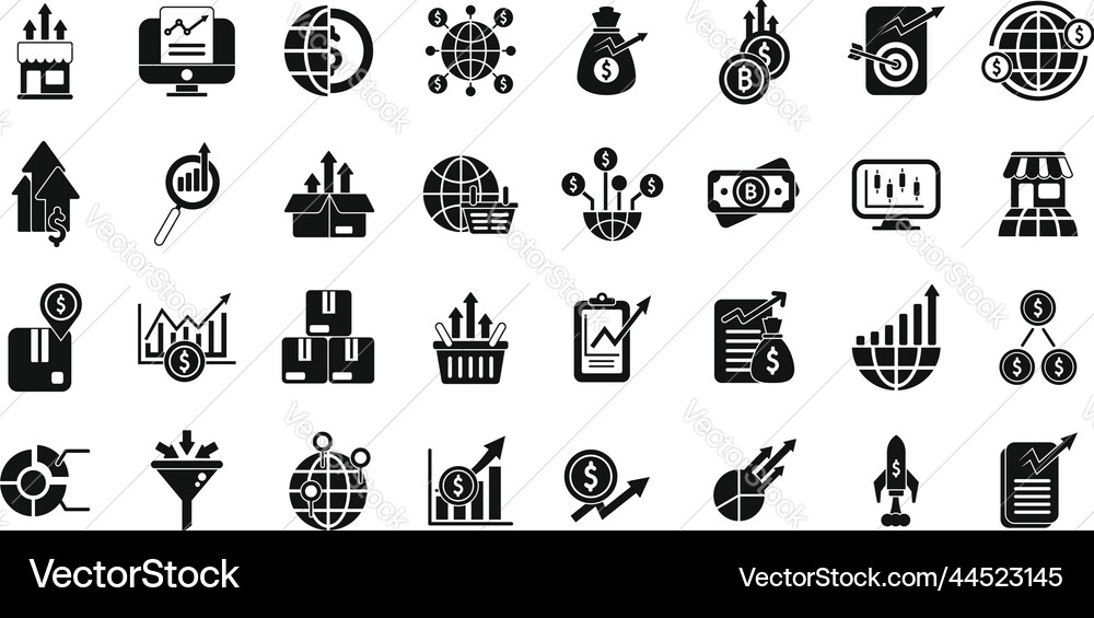 Emerging market icons set simple payment Vector Image