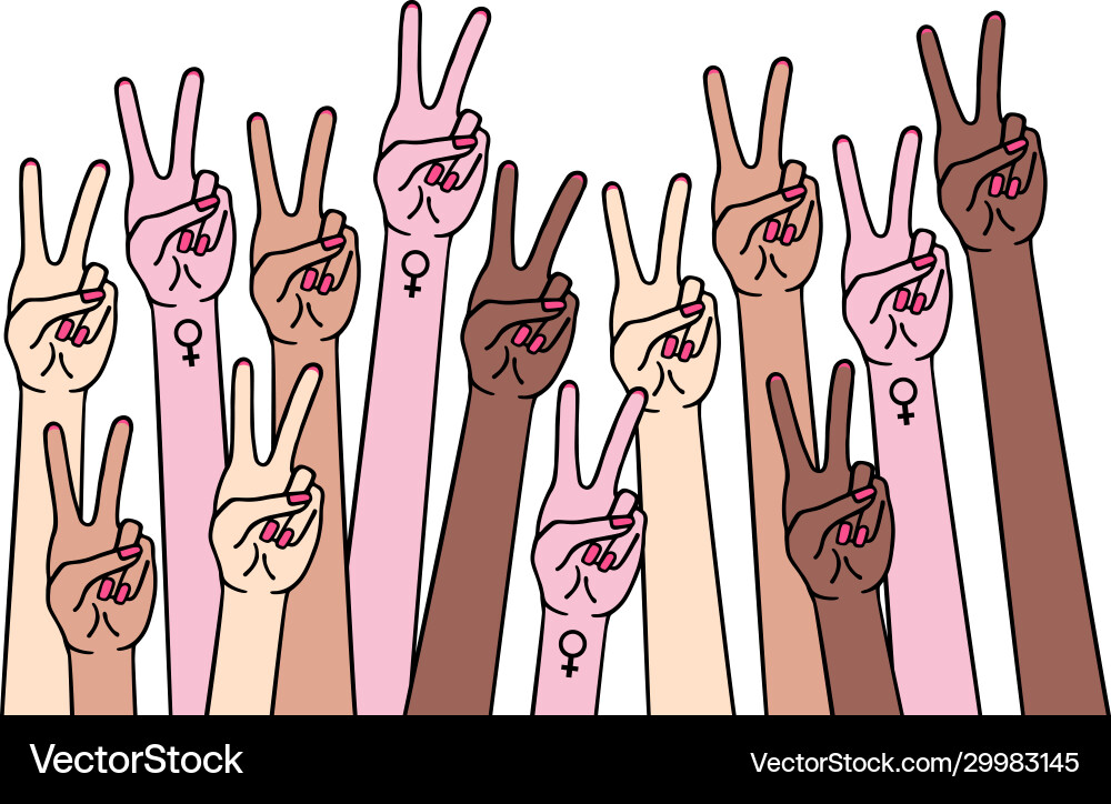 Female hands with peace and sign Royalty Free Vector Image