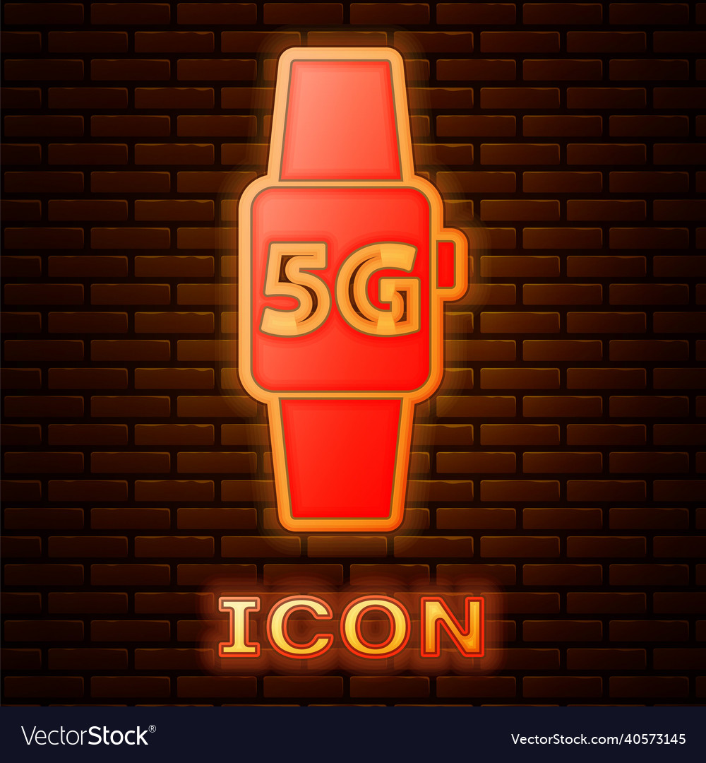 Glowing neon smart watch 5g new wireless internet Vector Image
