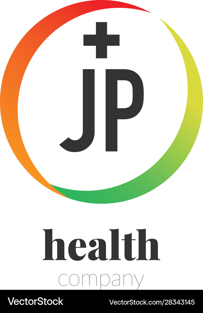 Initial letter jp creative health logo company Vector Image