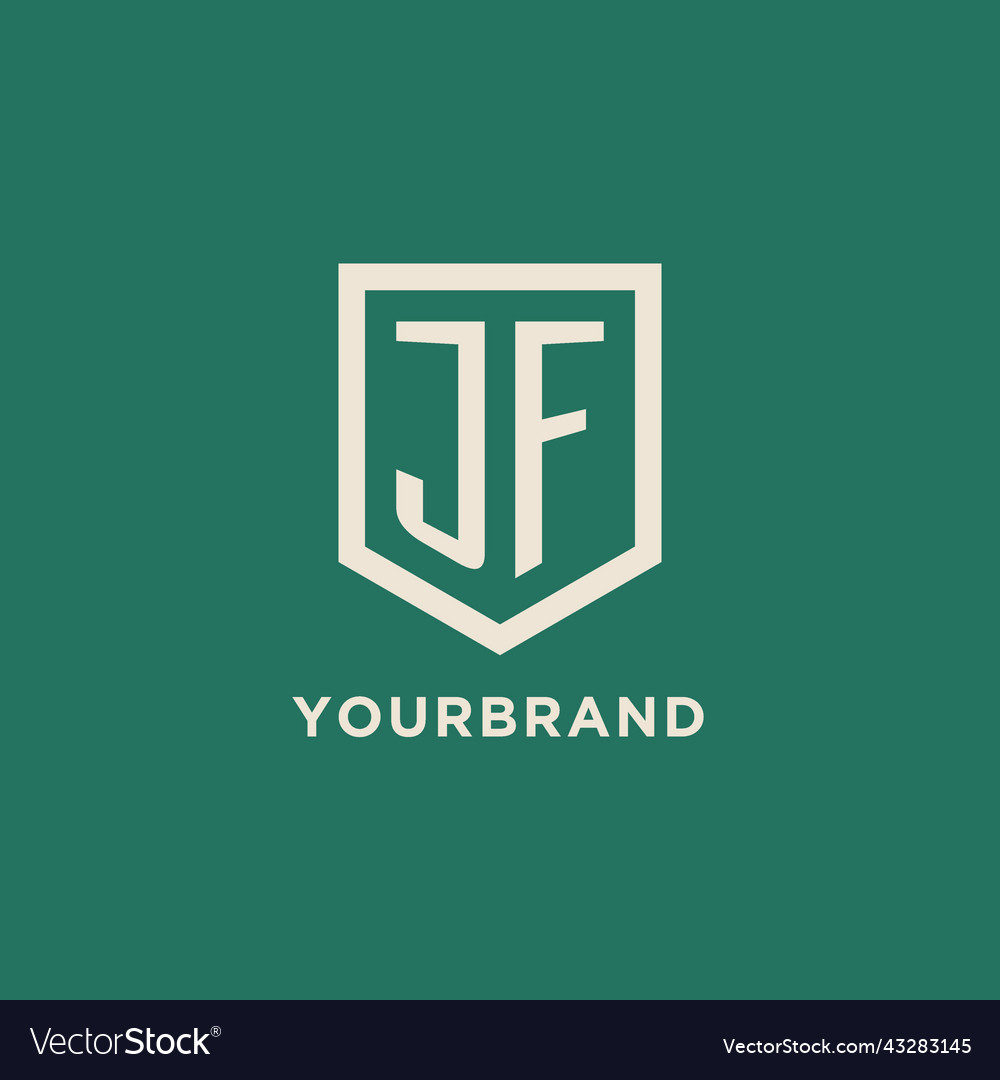 Jf initial logo monogram shield geometric shape Vector Image