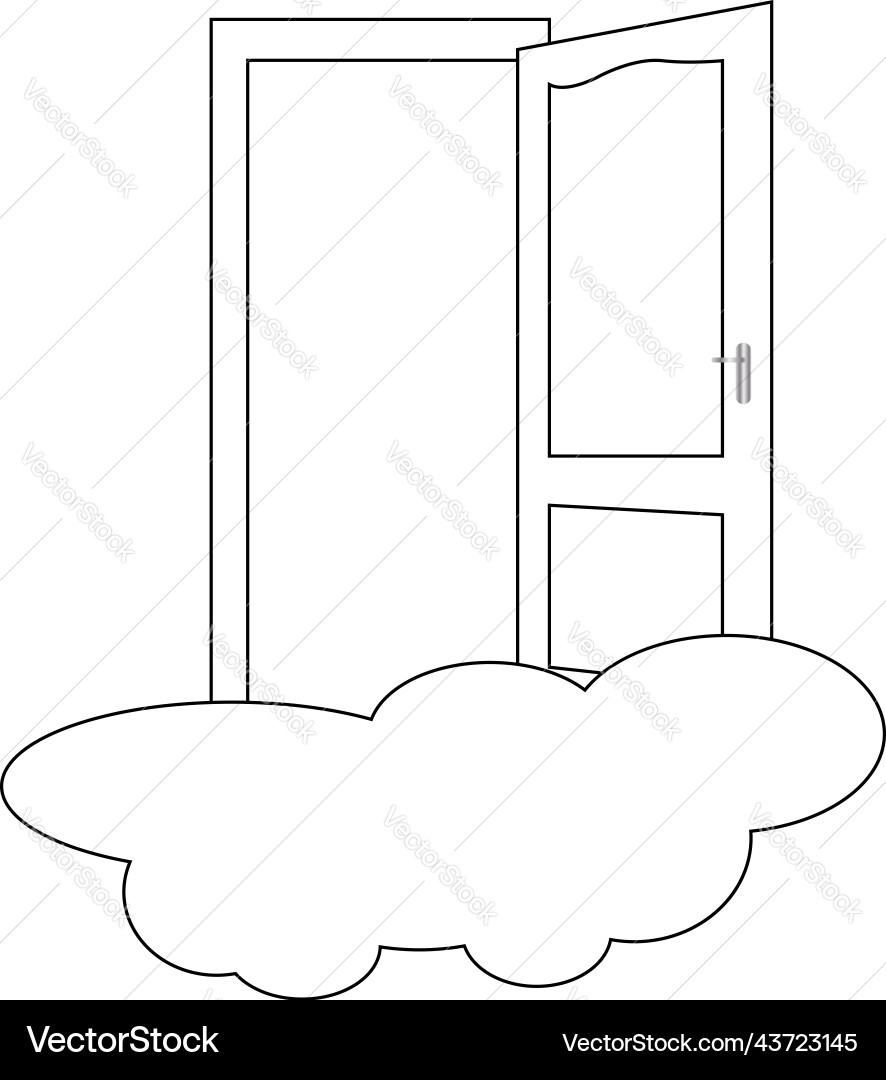 Opened door on a cloud isolated on white Vector Image