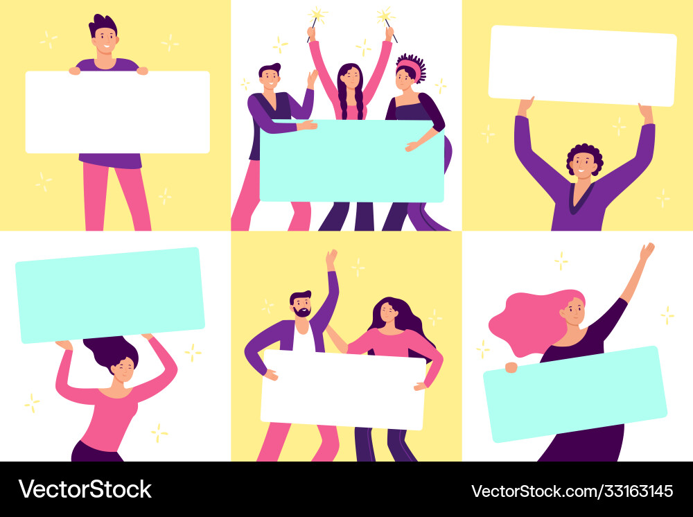 People holding banners demonstrate campaign Vector Image